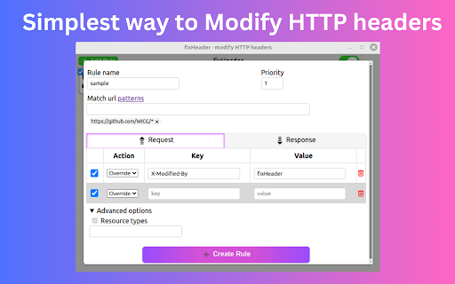 fixHeader - 修改 HTTP 标头 Chrome 谷歌浏览器 插件下载 crx 扩展介绍 - 插件迷
